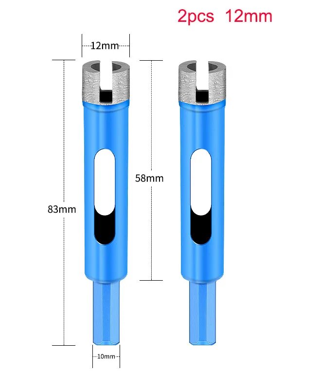 Алмазная коронка для сверления мрамора, гранита, кирпичной плитки, керамики, бетона, 6-100 12mm-2pcs