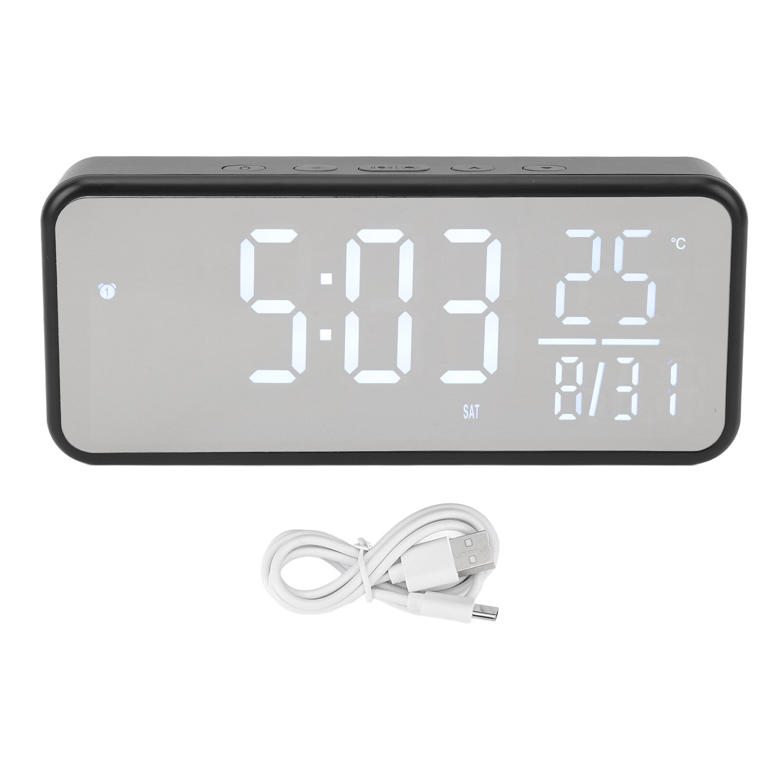 Светодиодный цифровой будильник с временем, датой, неделей, температурой, большим дисплеем, регулируемой яркостью и громкостью, цифровые настенные часы черного цвета