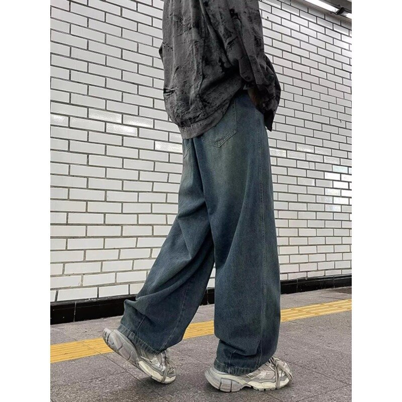 Тренд RONG CH Джинсы Мужские Широкие Хип-Хоп Японские Винтажные Страненные Объемные Деним, Размер_L