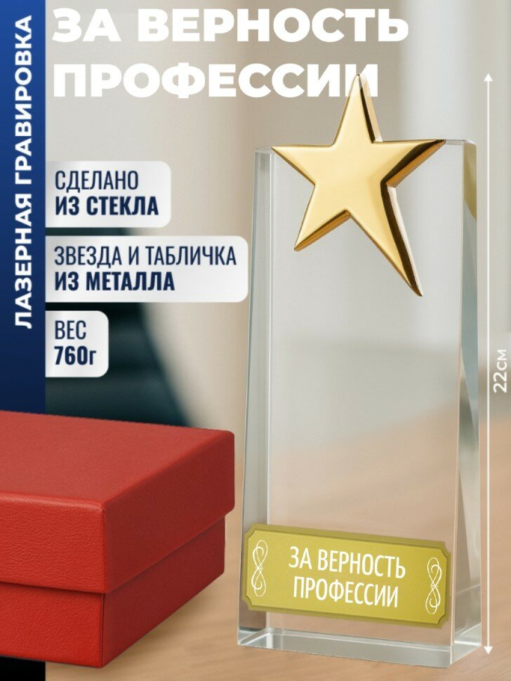 Наградная стела звезда "За верность профессии"