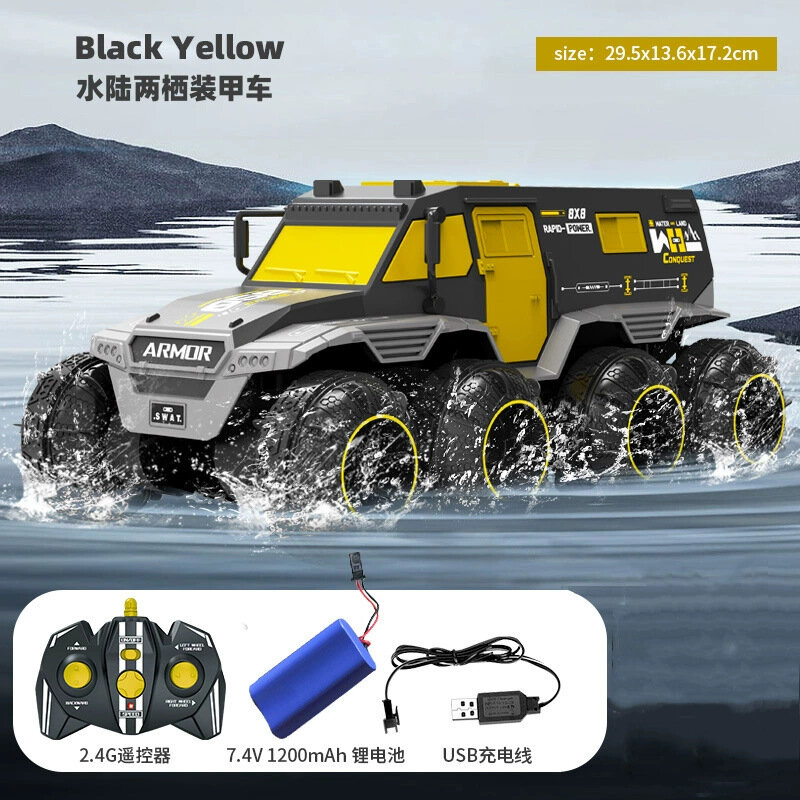 Восьмиколесная амфибийная детская машинка на дистанционном управлении, полноприводный внедорожник для подъема в гору, двухсторонний опрокидывающийся внедорожник для мальчиков.