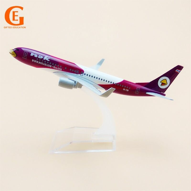 Коллекционная Модель Самолета Боинг 737 Авиакомпании Таиланд Nok Air, Литой Металл, Фиолетовый, С Подставкой