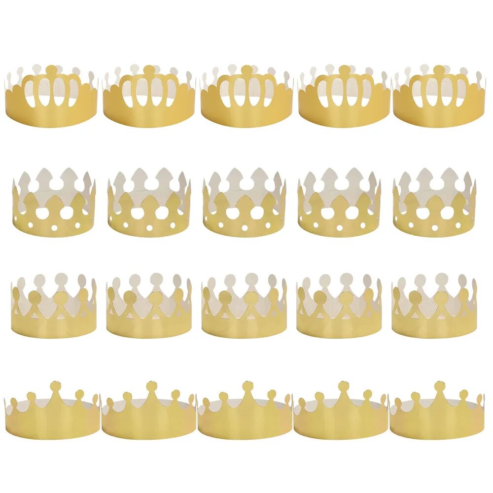 Бумажные короны (золотые, набор 20 шт.), для тортов