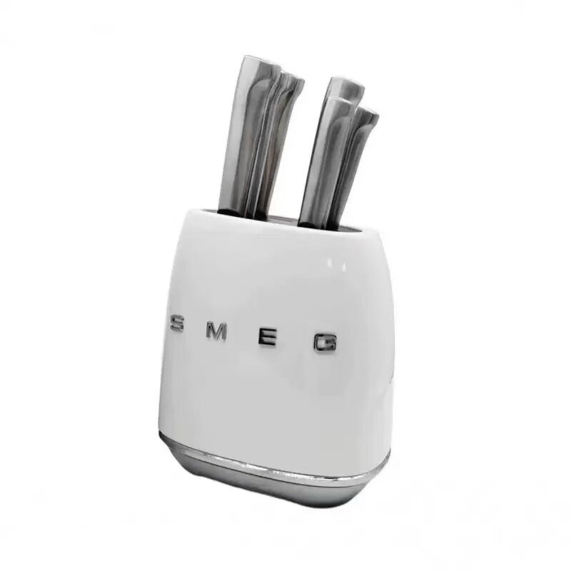 Smeg Набор кухонных ножей из нержавеющей стали, 7 предметов, с подставкой white