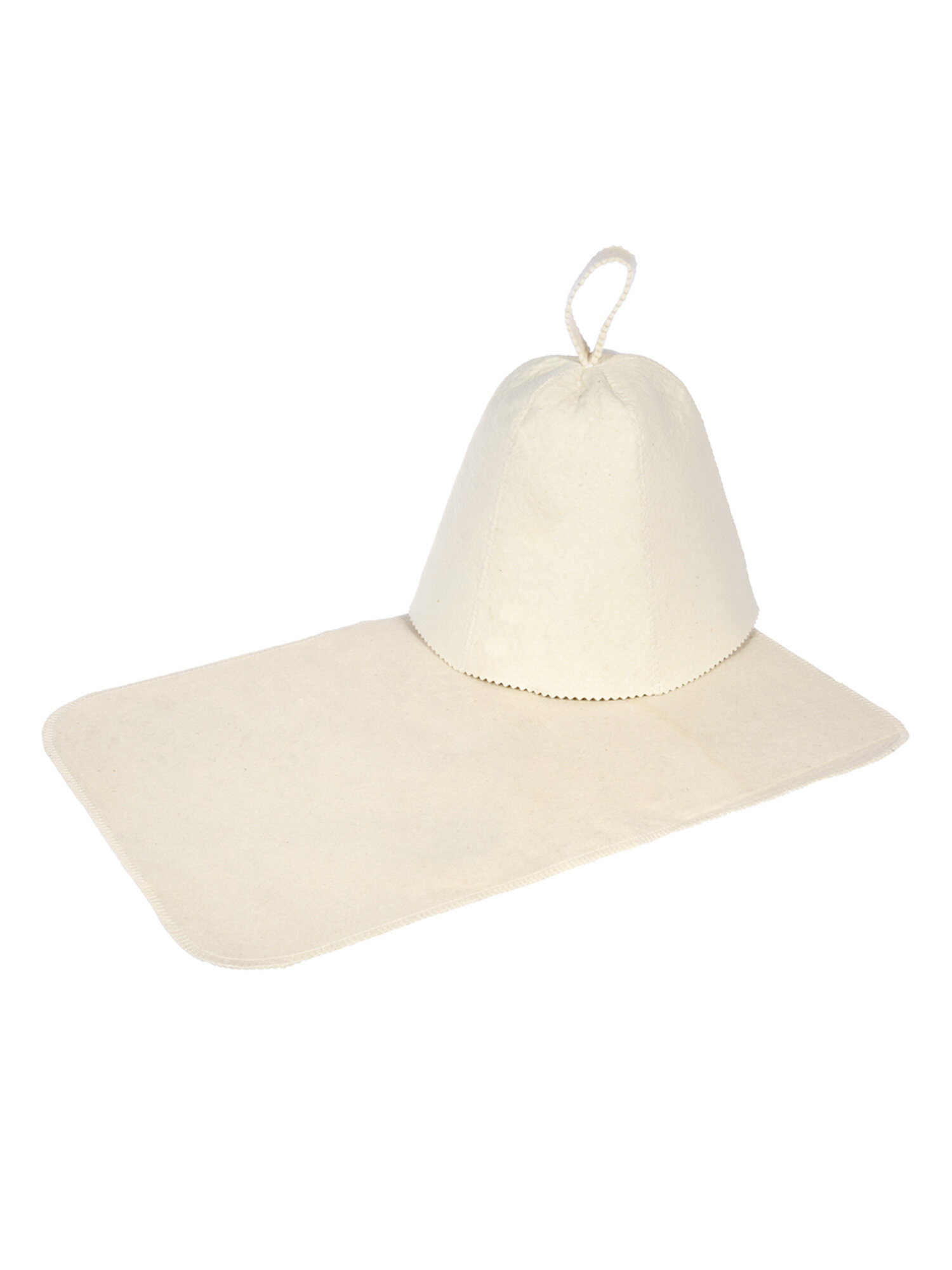 Комплект Банные штучки 41103: белая шапка Классик, коврик-сидушка для сауны, 2 предмета, войлочные аксессуары