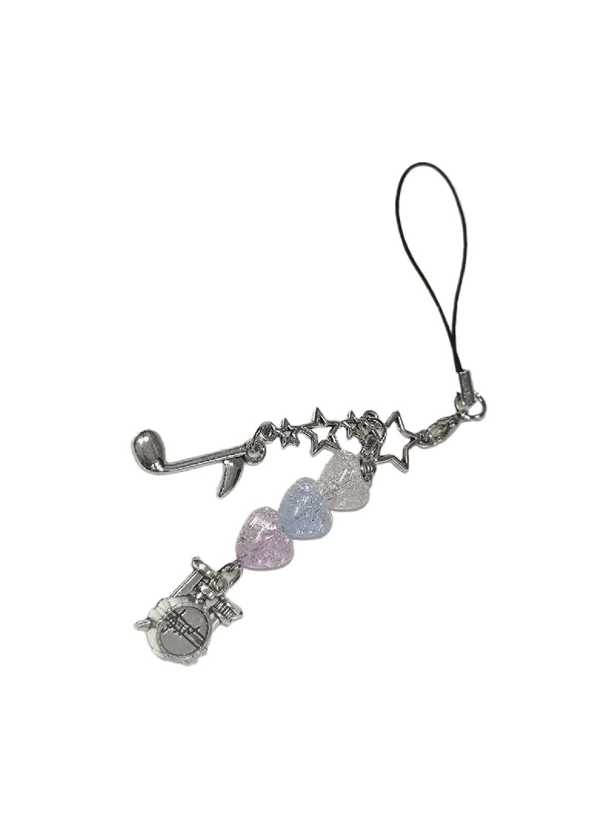 Подвеска в виде сердца Drum Note для телефонов и кошелька, красочный брелок-подвеска из бисера