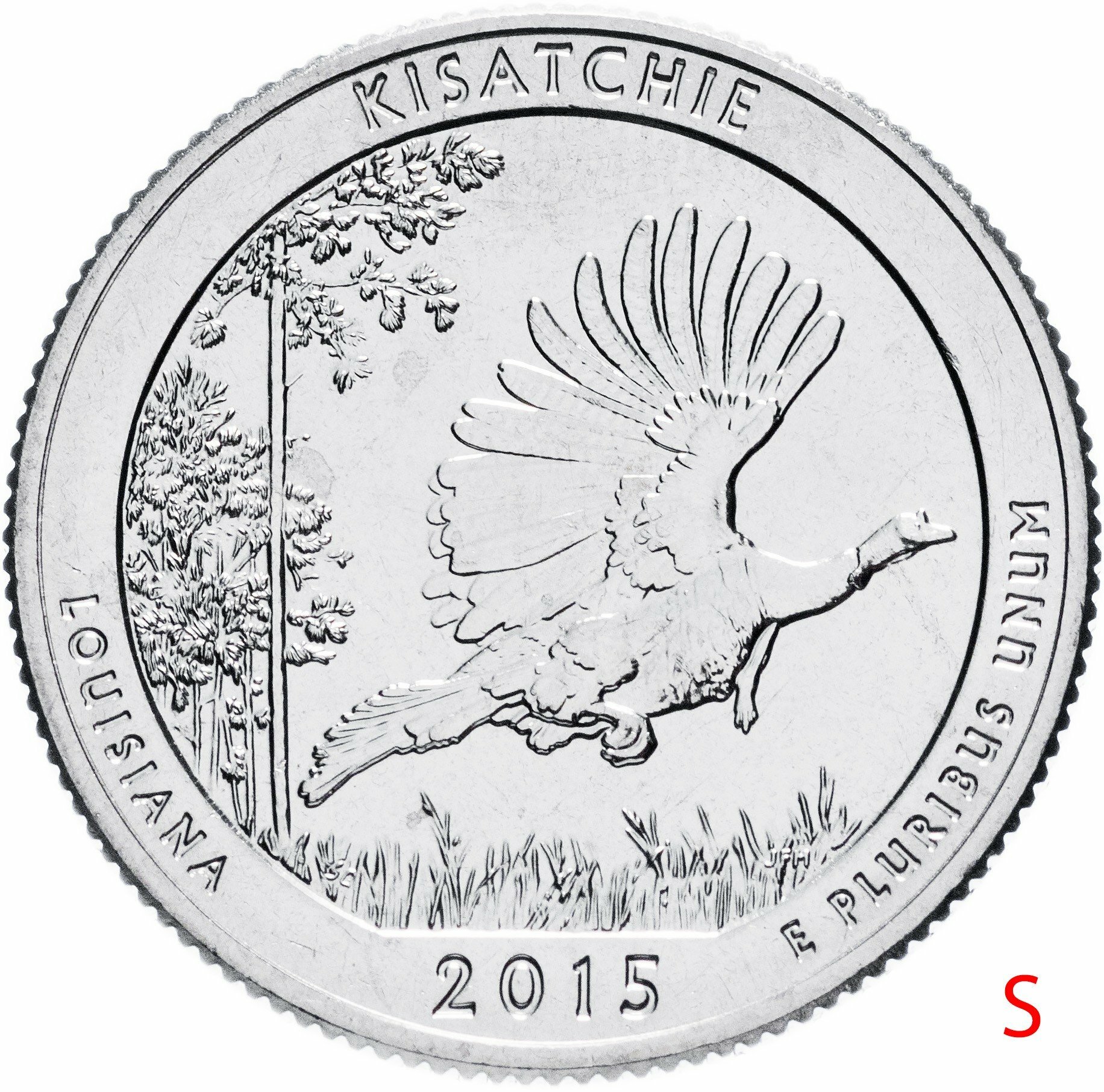 США 1/4 доллара 25 центов, квотер 2015 S — "Национальный лес Кисатчи" 27-й парк, Мельхиор медь-никель, в сохранности UNC