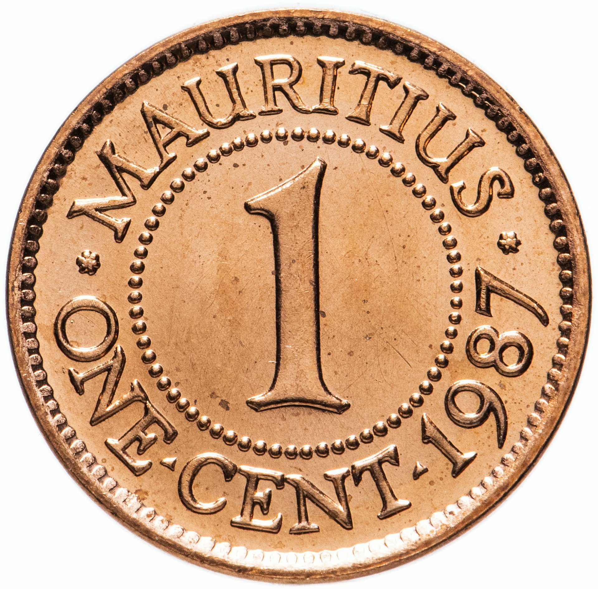 Маврикий 1 цент cent 1987, Сталь, в сохранности UNC