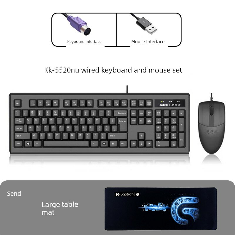 Double Fly KK-5520NU Проводной набор клавиатура и мышь с подставкой, клавиатура PS2, мышь USB