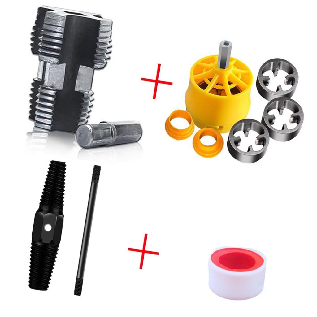 Набор Инструментов для Нарезания резьбы на Трубах, Совместимый с Электродрелью, Комплект Для Нарезания резьбы на Трубах из ПВХ с различными Размерами Штампов для Эффективной Сантехники