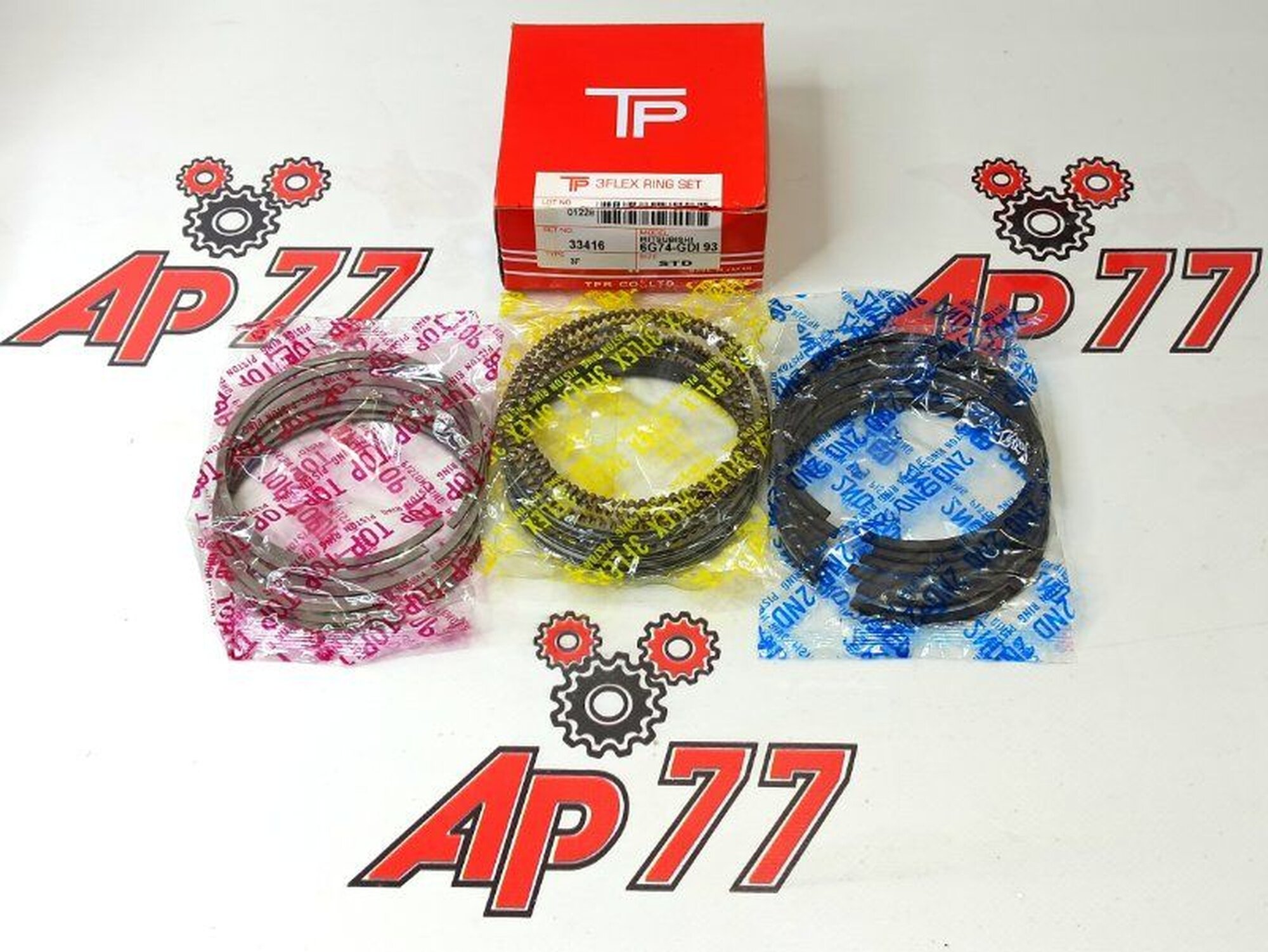Кольца поршневые TPR для Mitsubishi 6G74, TP, 33416, STD, GDI