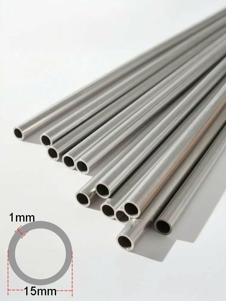 Труба алюминиевая 6063 круглая внешний диаметр 15мм толщина стенки 1мм длина 500мм 1шт Твердая прямая труба