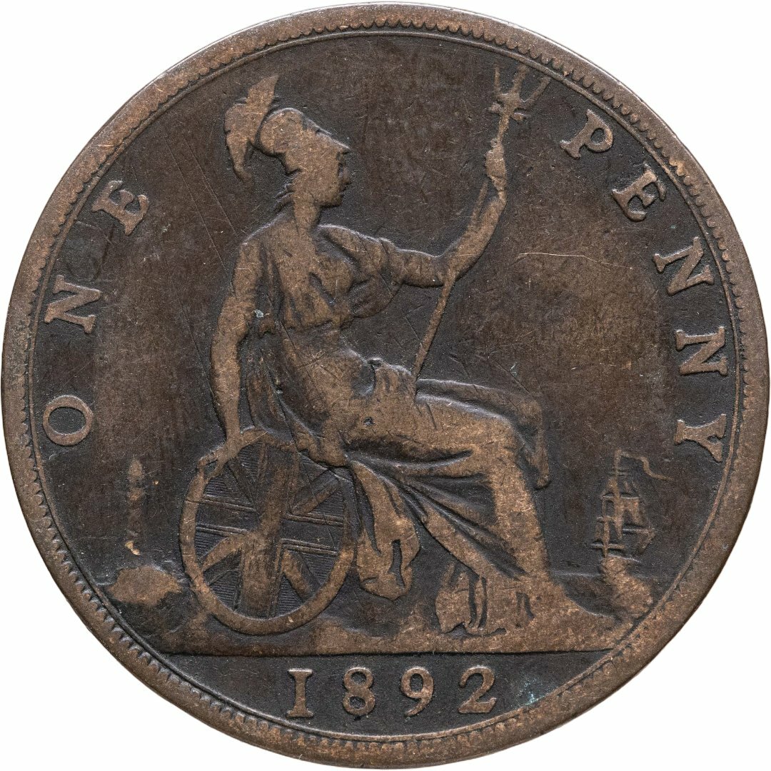Великобритания 1 пенни penny 1892, Бронза, в сохранности VF
