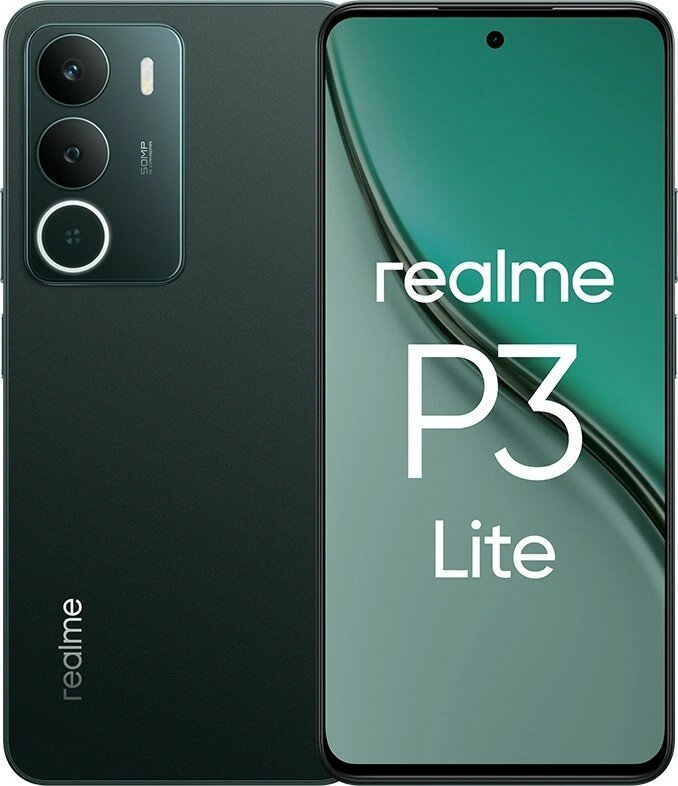 6.8" Смартфон REALME P3 Lite 4/128Gb, RMX5300, NFC, IPS, 120Гц, 6300мAч, зеленый