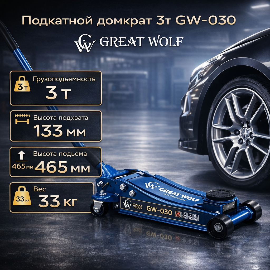 Great Wolf Домкрат подкатной 3т