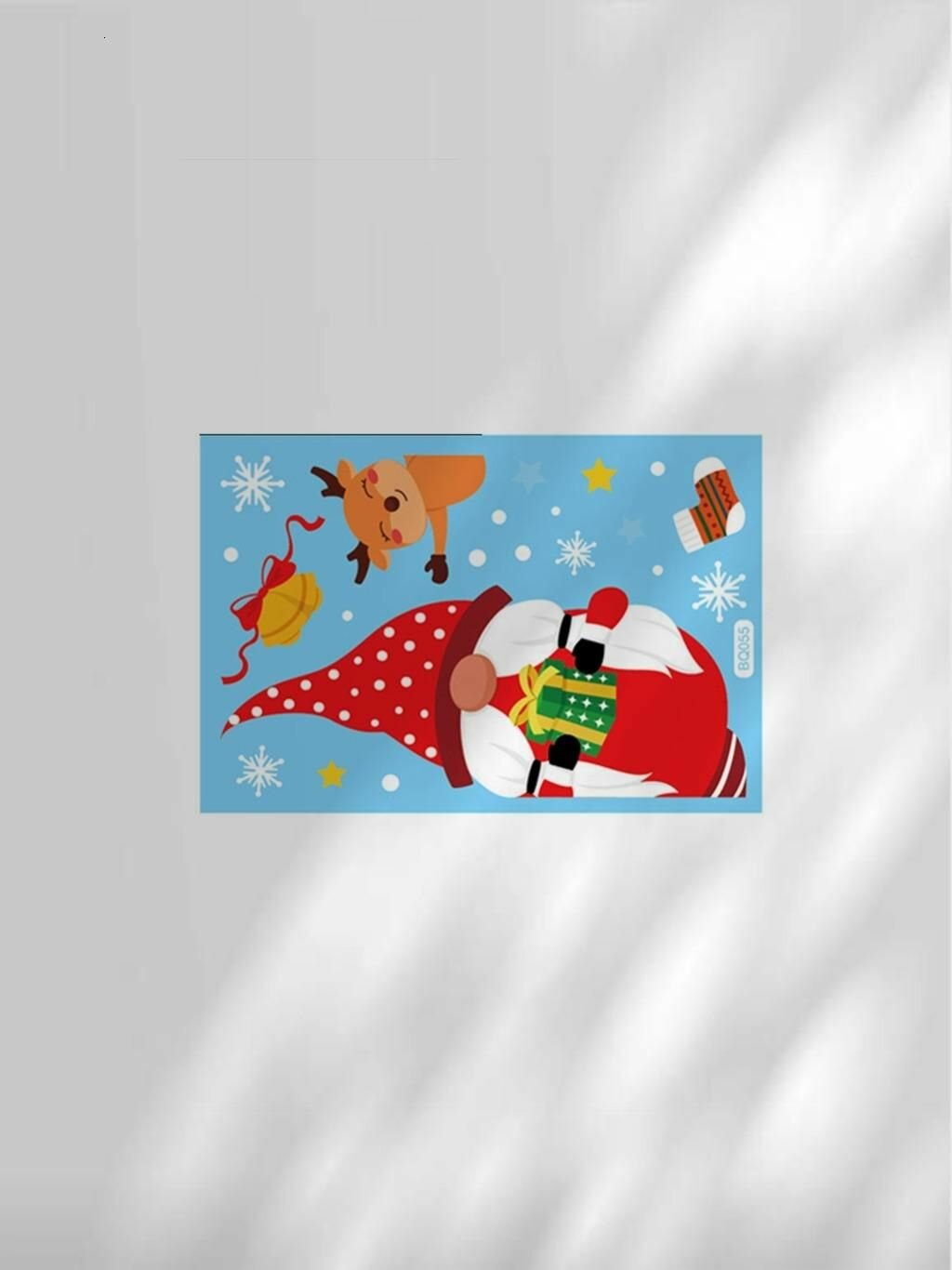 Новогодние статические наклейки на окно, Цветные электростатические наклейки BQ055