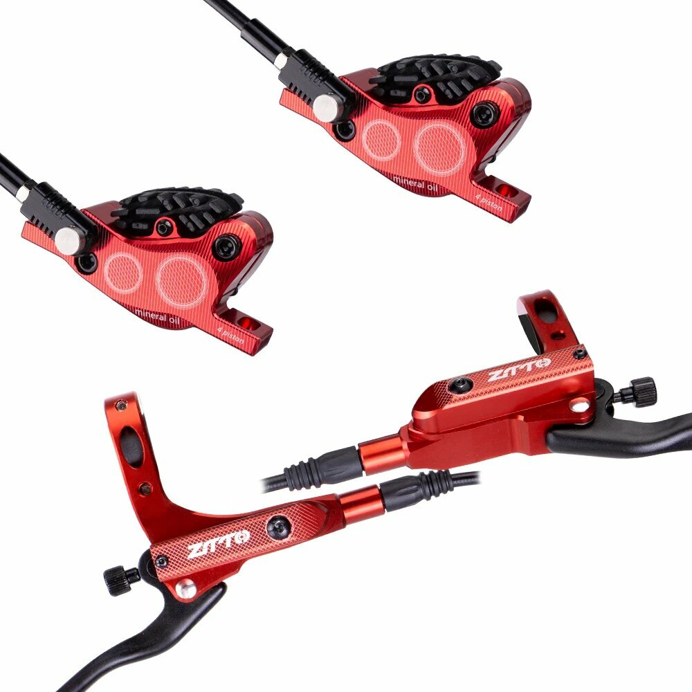 ZTTO M840 гидравлические тормоза 4-поршневые черные Красный, Red-B