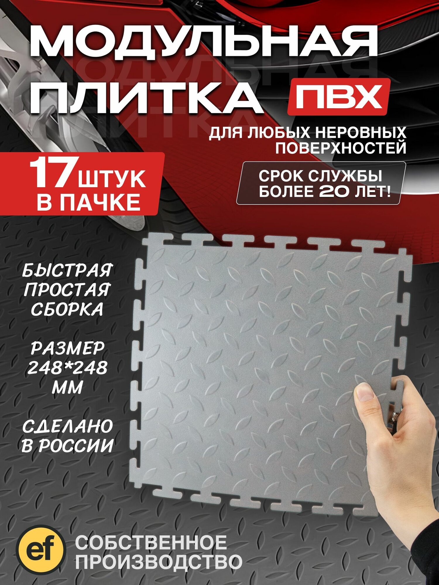 Напольное покрытие модульная плитка для пола, для гаража, ванны, улицы, деткой площадки. Ср. жескость