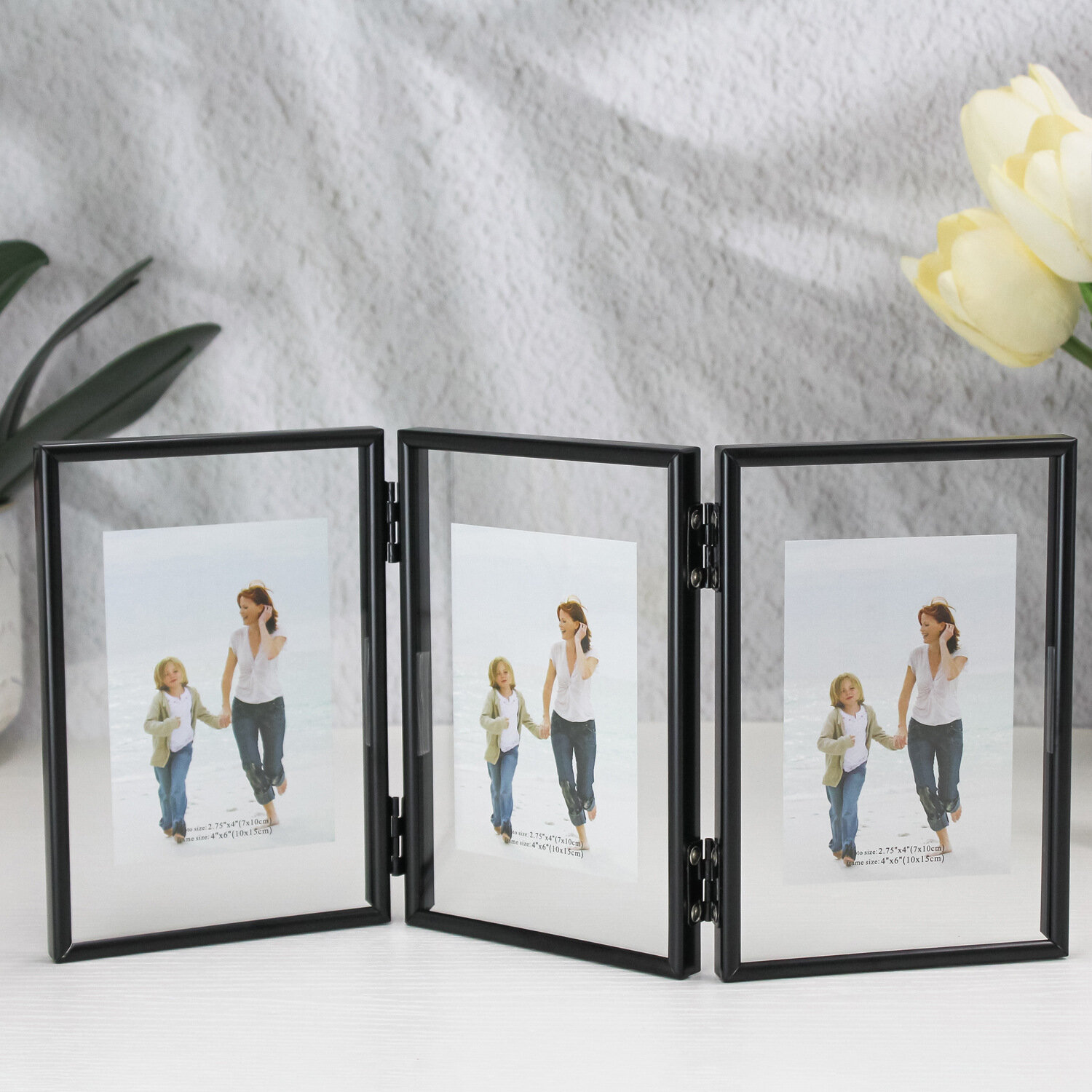 Складная двойная металлическая прозрачная стеклянная фоторамка для 8inch сухих цветов, рамка для свадебного сертификата, высококачественная фоторамка с эффектом плавания