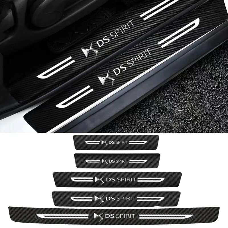 Защитная пленка из углеродного волокна для Citroen маркировка "DS SPIRIT" DS5 DS6 DS3 DS4 DS7 C3 Elysee, Накладка на порог автомобильной двери, наклейка, аксессуары