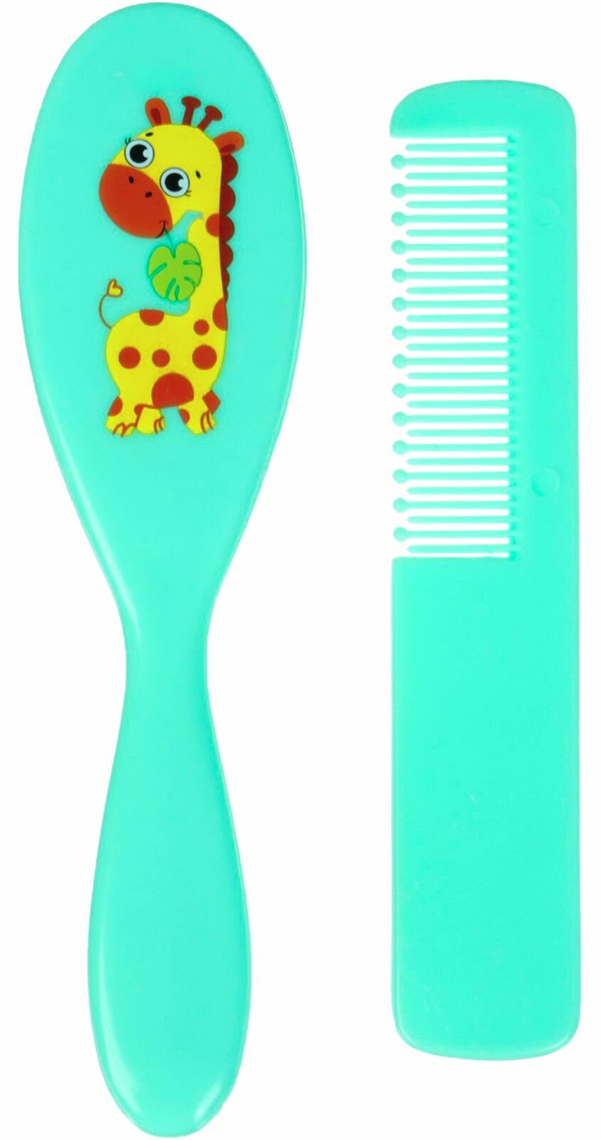 Набор детских расчесок "Жирафик" из 2 штук для волос, детская массажная щётка и расческа-гребешок для новорожденных и малышей, от 0 мес.
