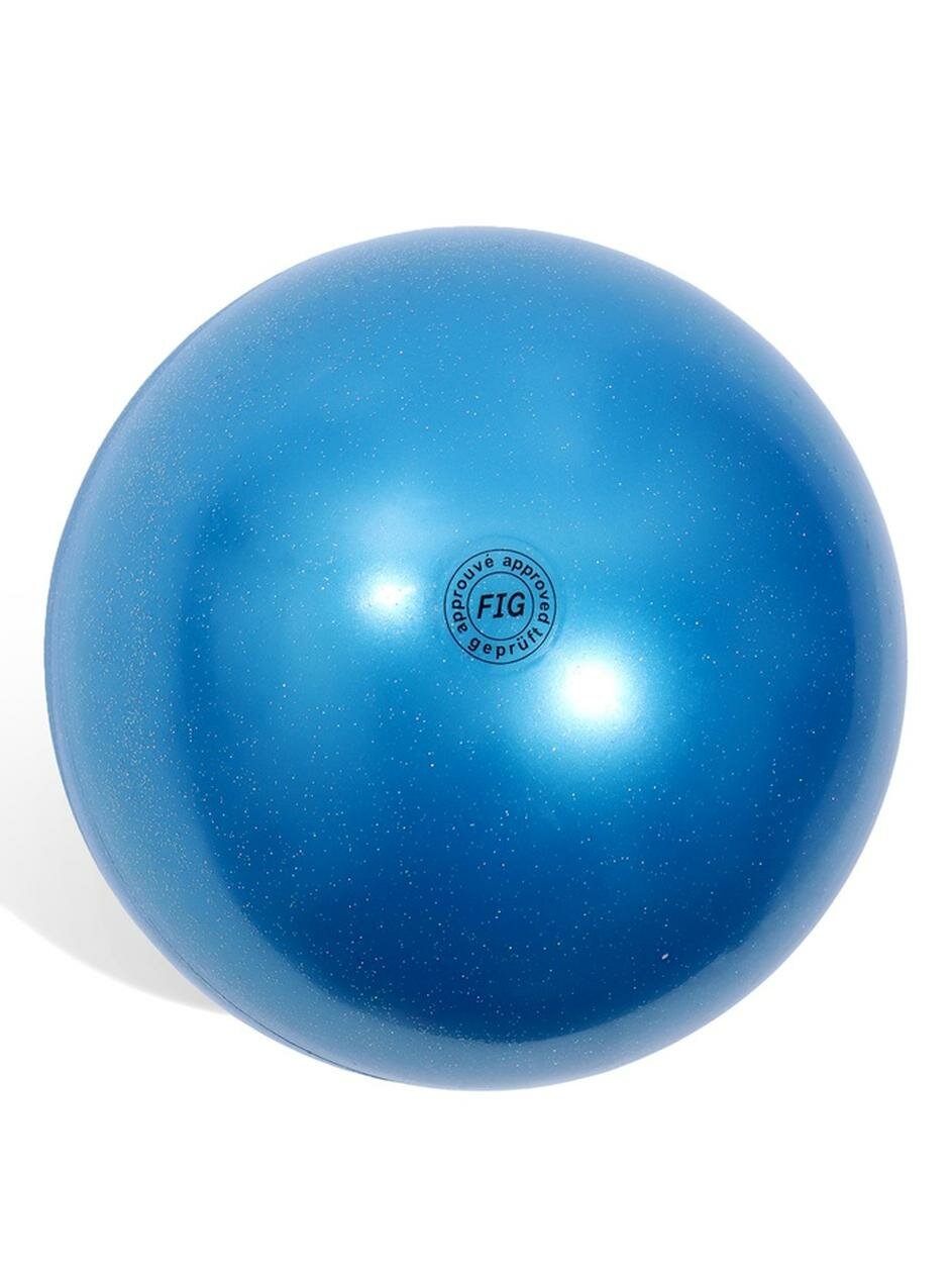Мяч для художественной гимнастики Металлик с блестками, диаметр 19см, цвет синий