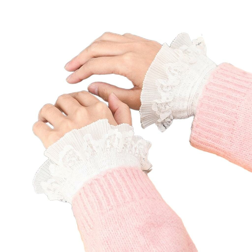 Модные эластичные ложные рукава с кружевными манжетами, Белый