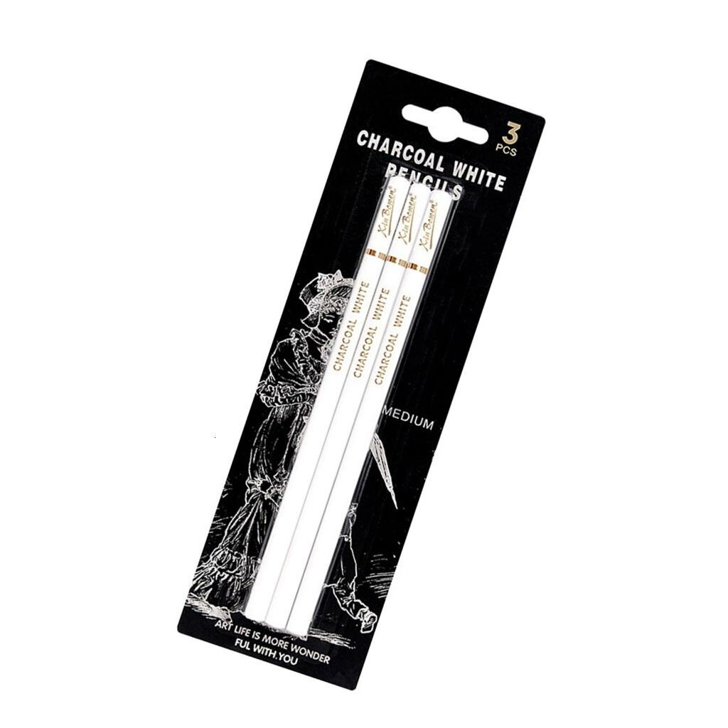 Белые угольные карандаши, 3 белых столба