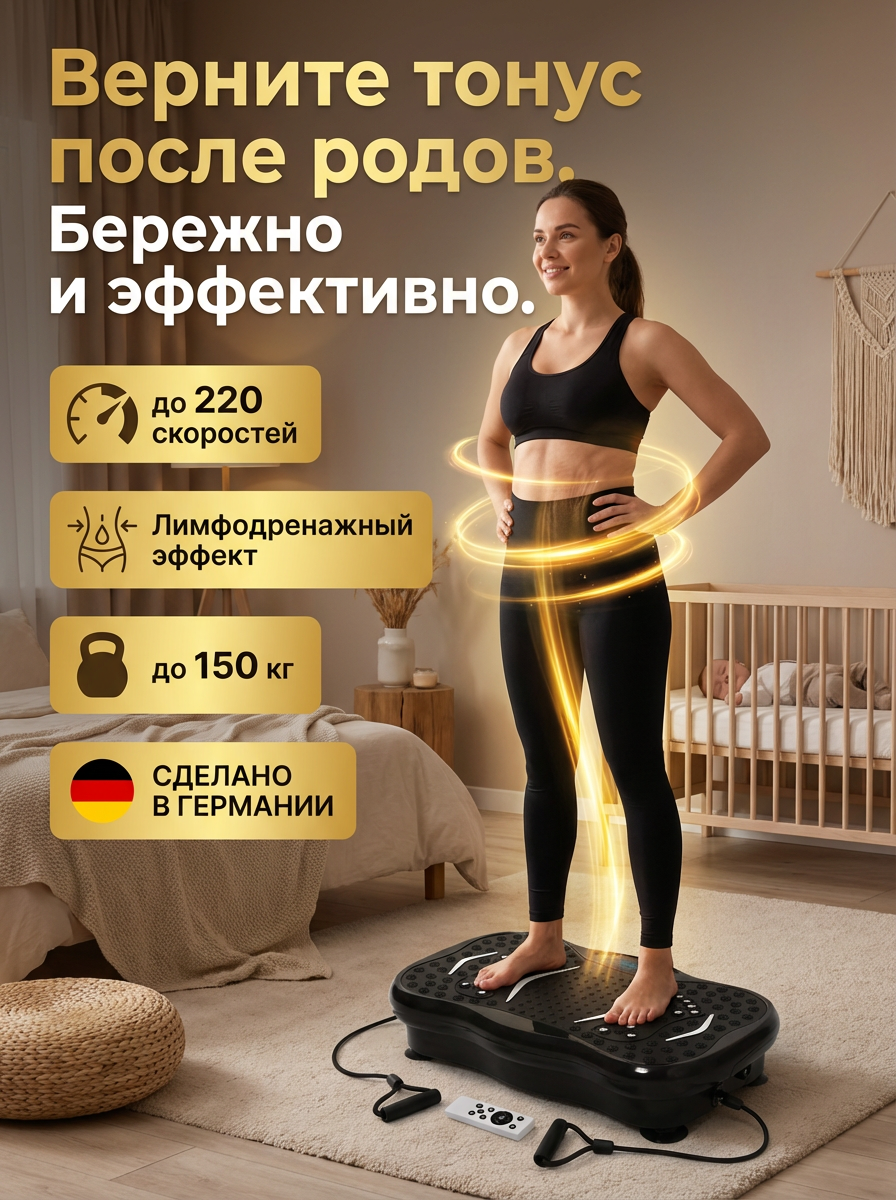 Виброплатформа для похудения 150 кг тренажер кардио степпер, пульт, чёрный, с Bluetooth