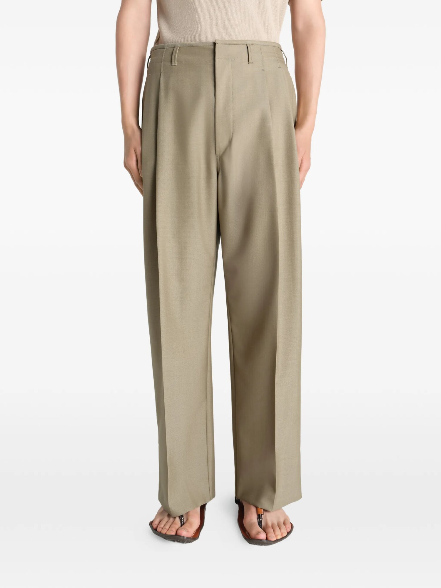 Брюки LEMAIRE Pleated tailored trousers, размер 50, разноцветный — фото 1