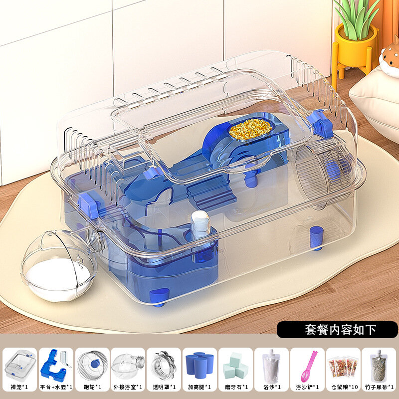 Роскошная очень большая клетка для виллы, полностью прозрачная золотая клетка для хомяка с беговым колесом, просторная клетка для домашних животных