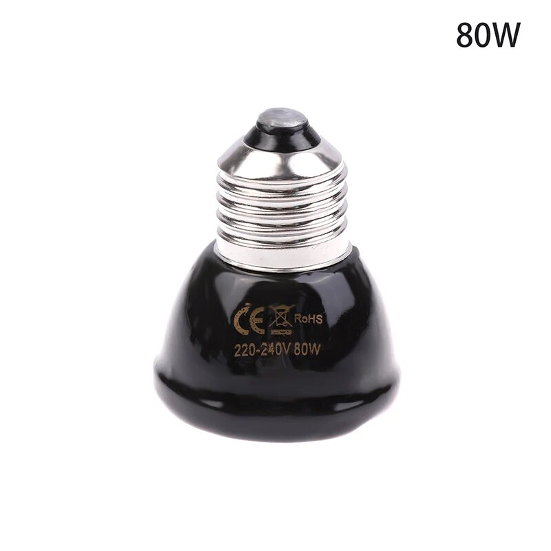 Инфракрасная лампа-обогреватель E27 черная керамика 20-80 Вт для рептилий