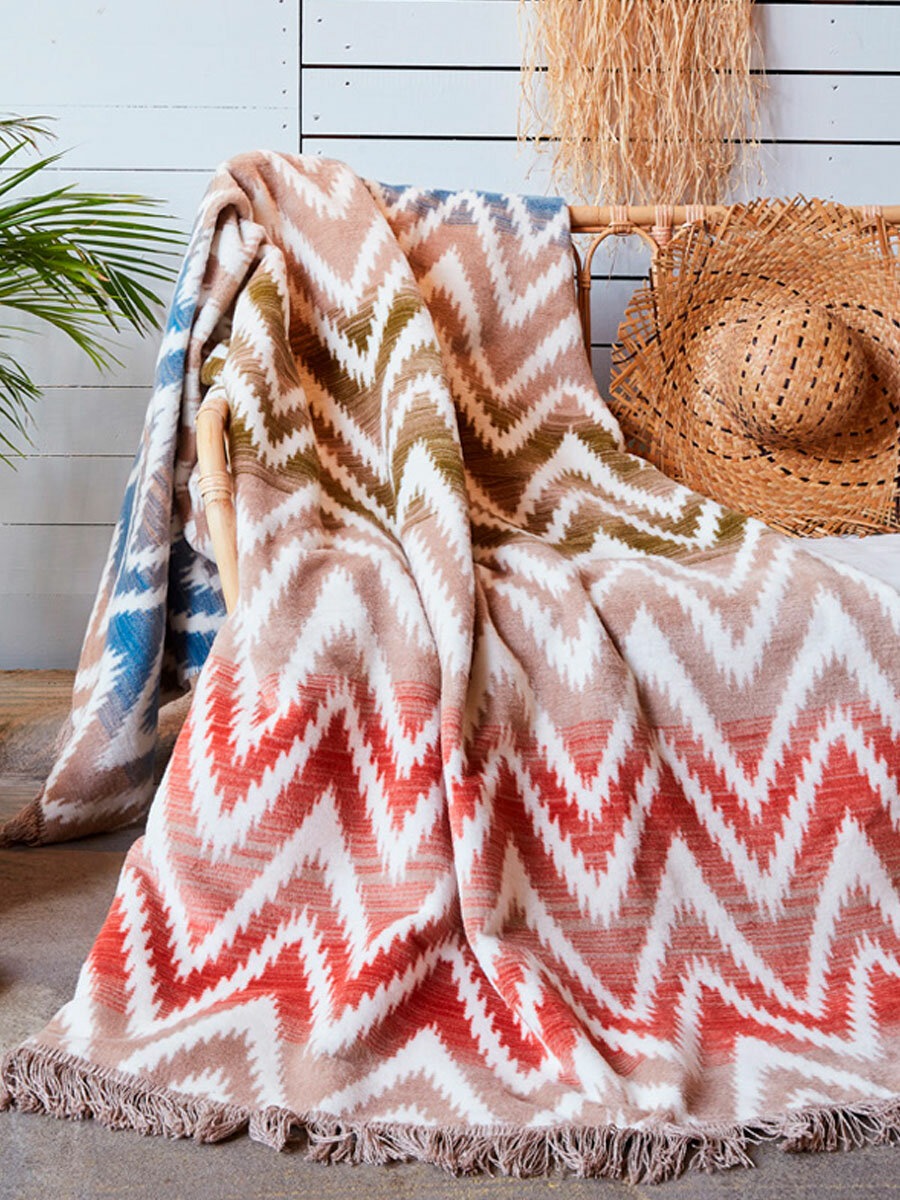 Плед 200x220см Pappel Cotton, красный с бежевым , хлопок , акрил