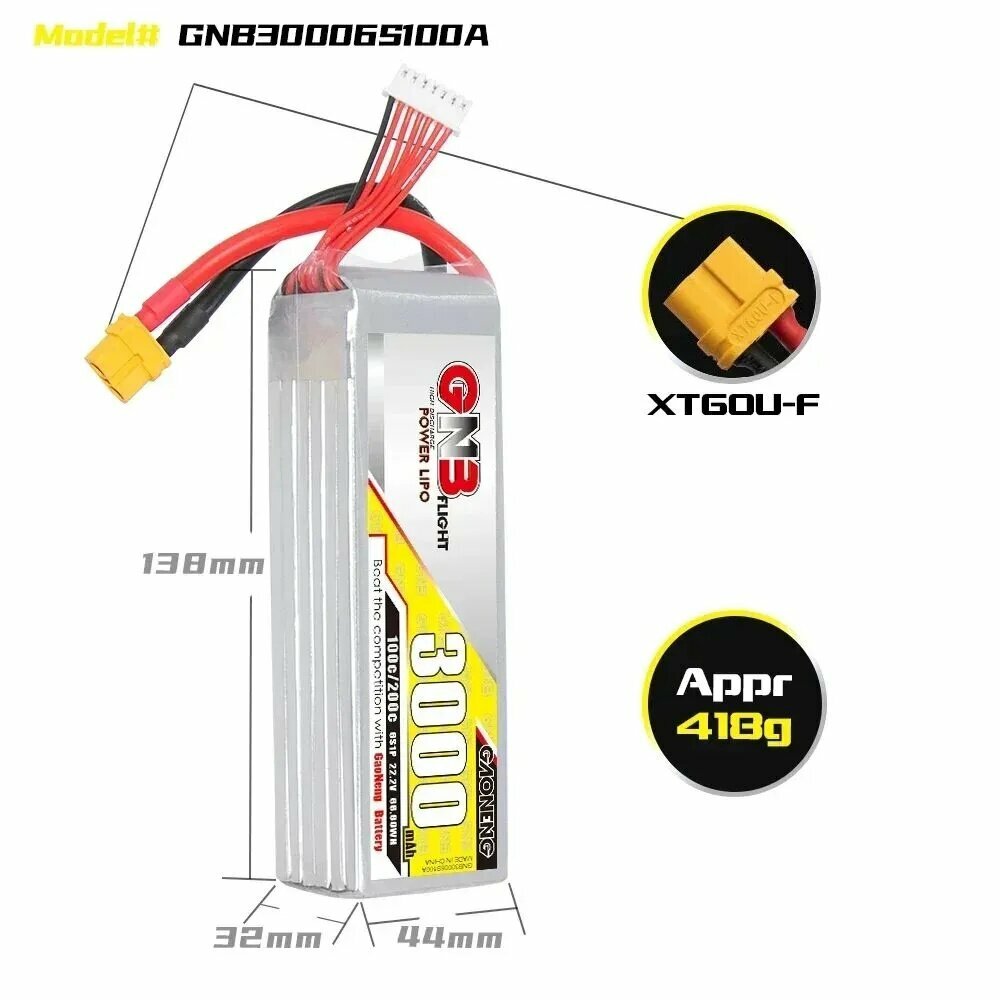GNB 3000mAh 3300mAh 100C/200C Аккумуляторы для игрушек