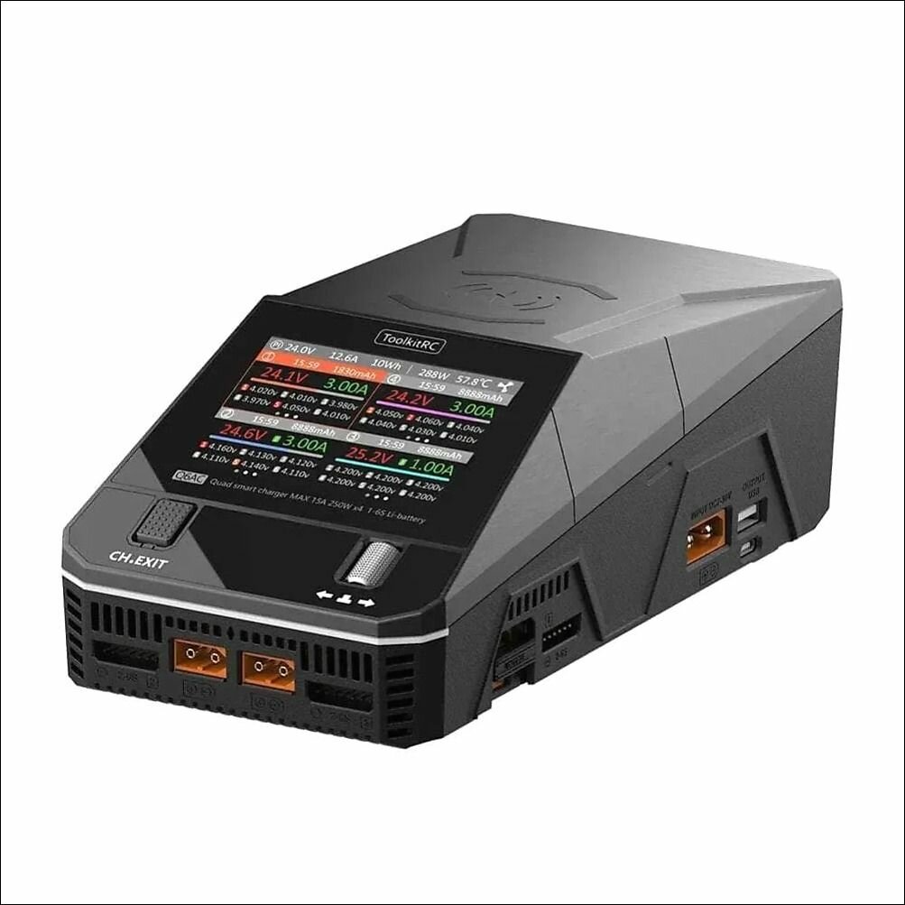 Зарядное устройство ToolkitRC Q6AC, 4-х канальное, мощность 1000Вт, черный