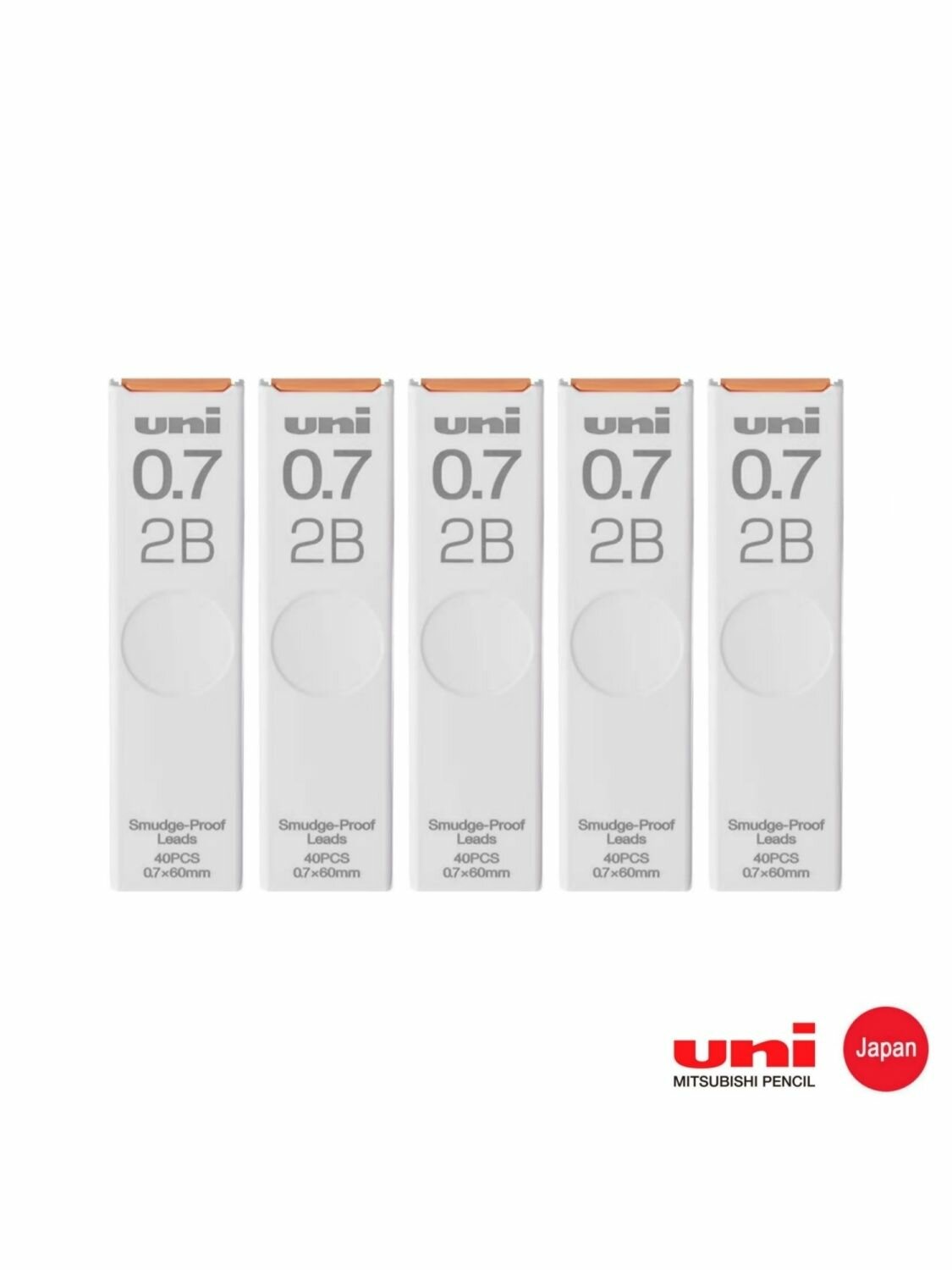 Uni Mitsubishi Pencil Грифель для карандаша 0.7 мм, твердость: 2B (2 Мягкий), 5 шт.