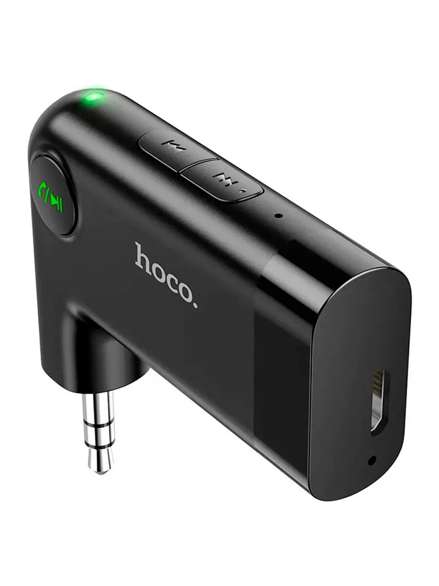 Адаптер Bluetooth в авто Hoco E53 (AUX 3.5-3.5) с микрофоном, черный / Ресивер блютуз-AUX проигрыватель
