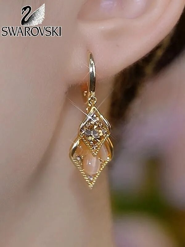 Серьги с подвесками, кристаллы Swarovski