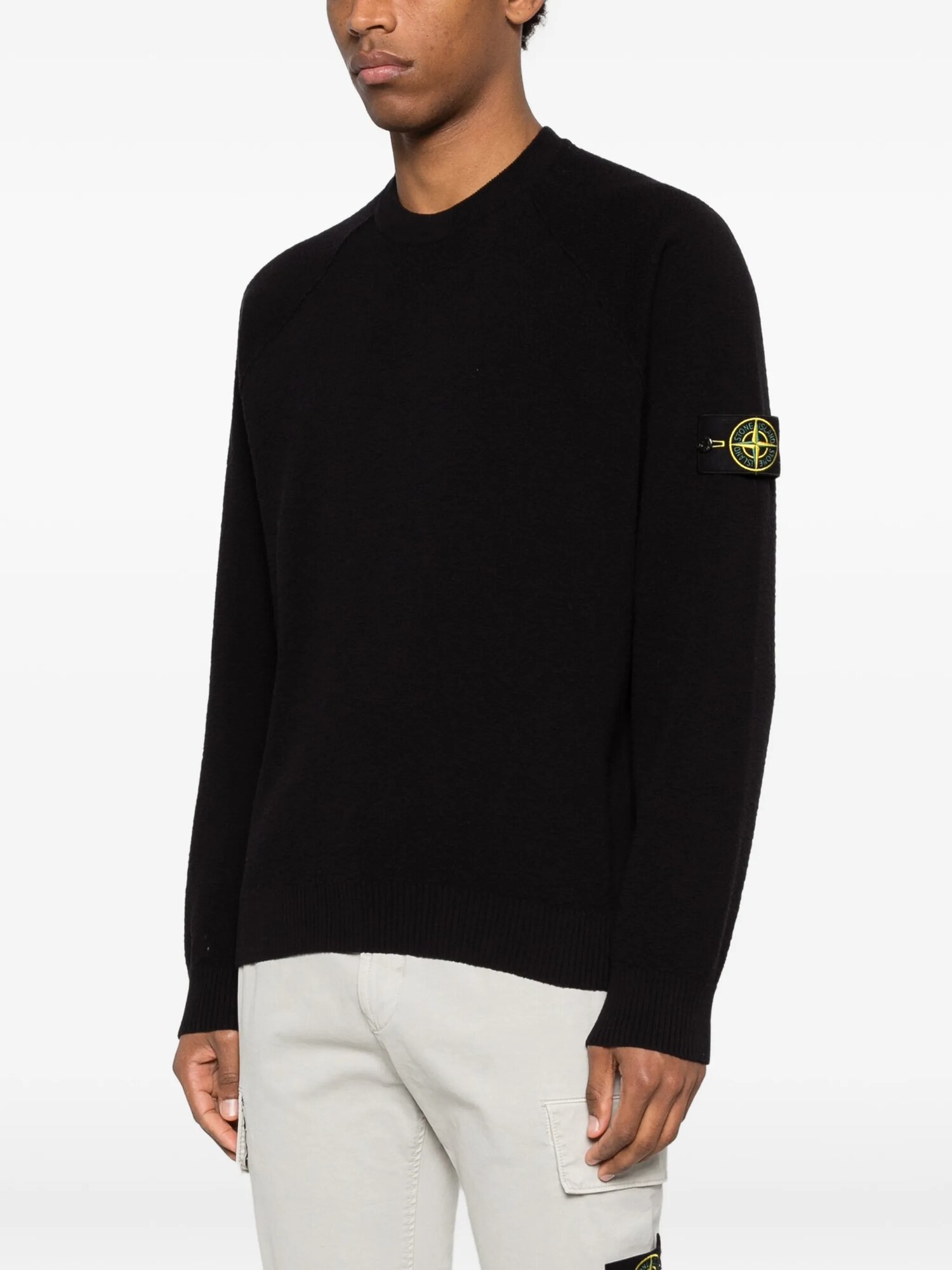 Свитер Stone Island Logo-patch crew-neck sweater, размер XL, , черный — фото 1