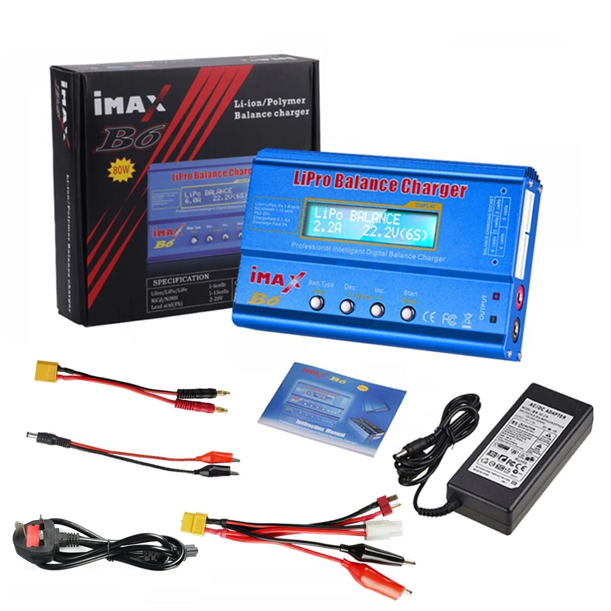 IMAX B6 80 Вт Зарядное устройство для Lipo NiMh Li-ion Ni-Cd Цифровое зарядное With adapter UK PLUG