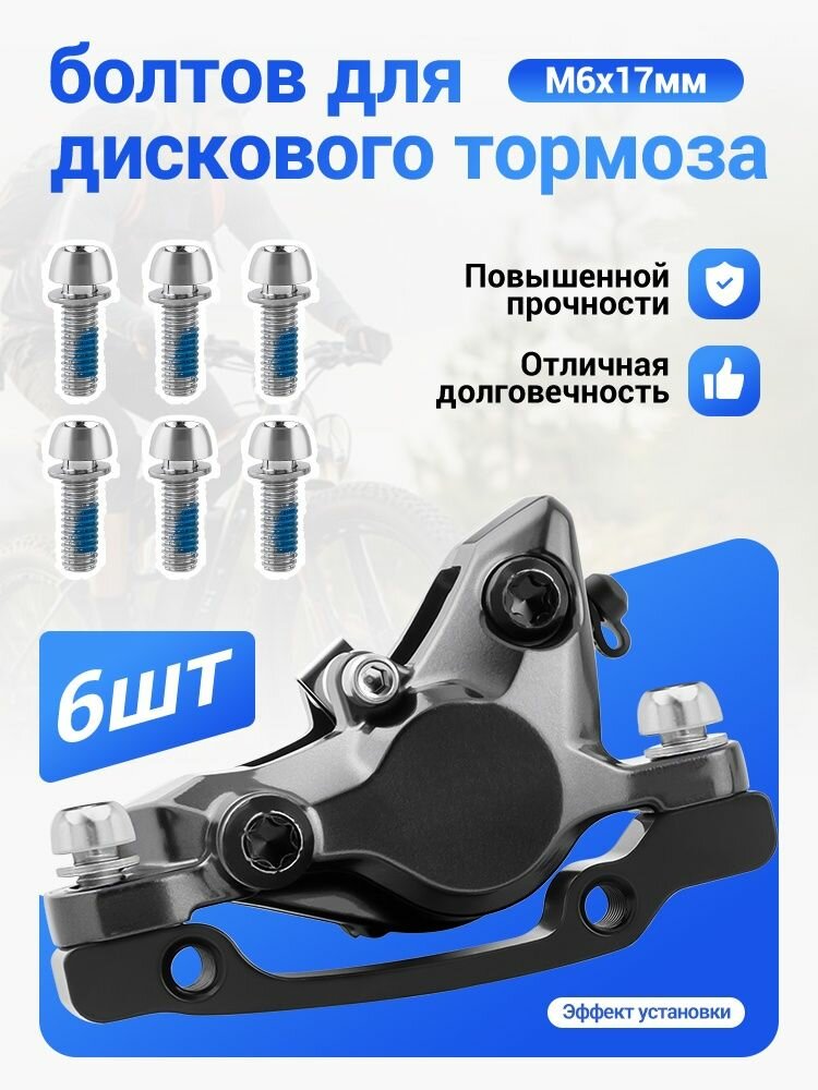 MUQZI 6 шт болтов M6x17 мм для крепления калипера дискового тормоза и винта шатуна велосипеда