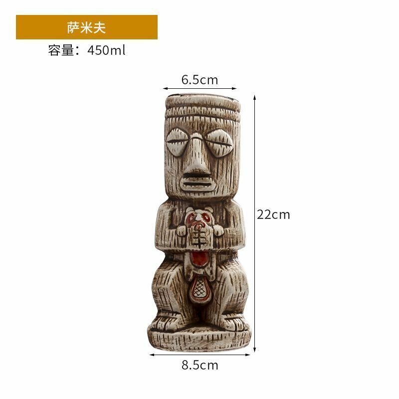 Новый винтажный гавайский керамический коктейльный стакан в стиле Хэллоуин с изображением лица призрака и черепа зомби.