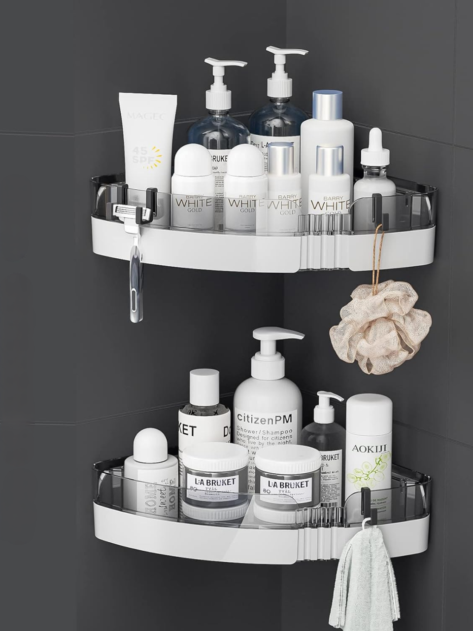 Набор самоклеющихся полок для ванной из 2 шт.