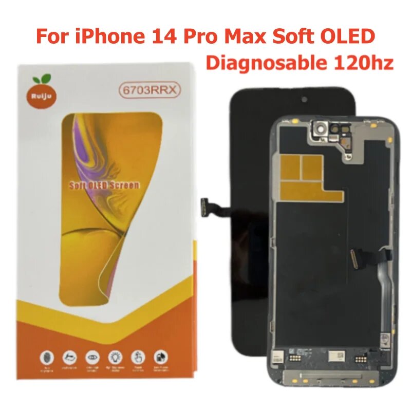 Мягкий OLED-дисплей с функцией диагностики для iPhone 15 Pro Max, 15 Pro, 14 Pro 14ProMax Soft 120hz