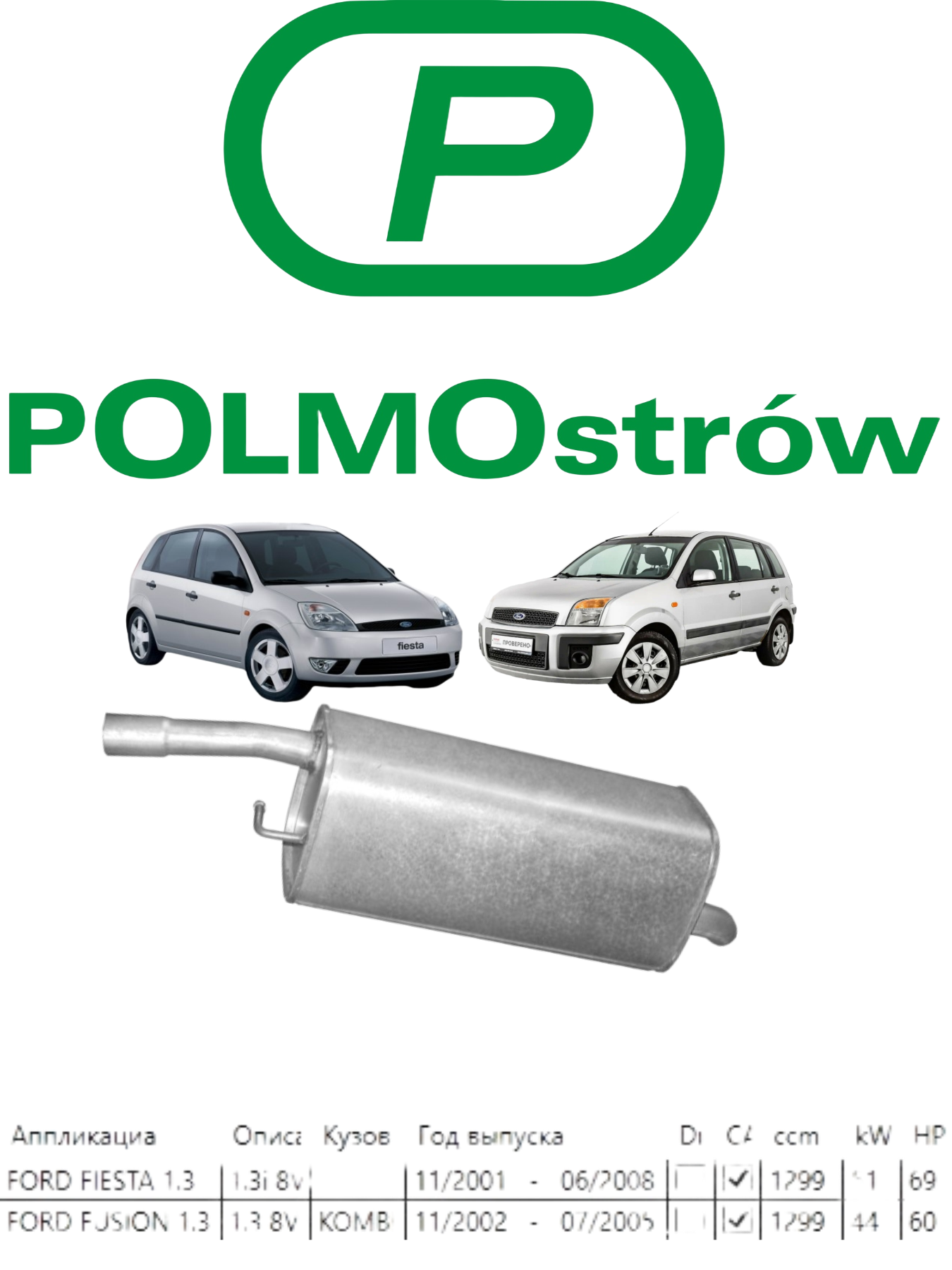 Глушитель задняя часть FORD FIESTA 1.3 8V 02-05 Polmostrow 08.564