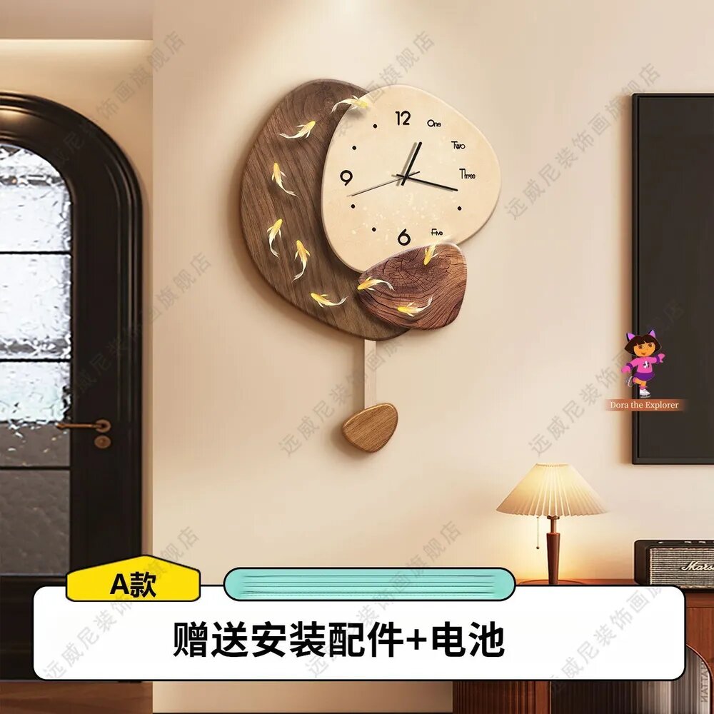 Настенные часы в форме рыбы с маятником, 30 см х 30 см, для гостиной