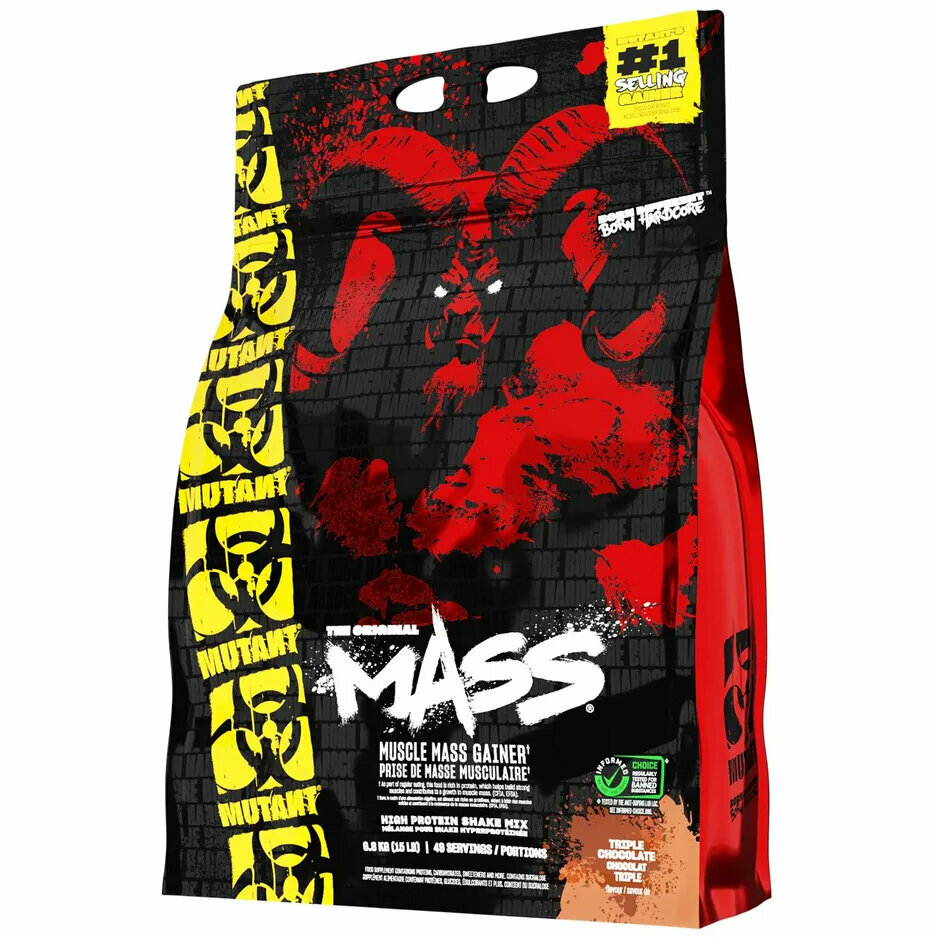 Гейнер Mutant Mass - 6800 грамм (6.8 кг, 15lbs), тройной шоколад
