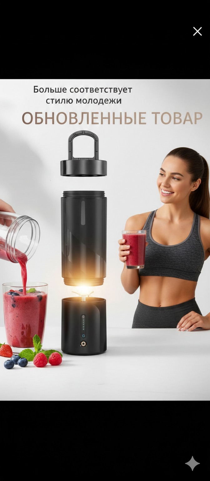 Портативный блендер для коктейлей и смузи аккумуляторный