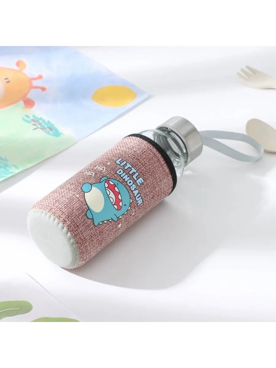 Стеклянная бутылка для воды с чехлом «Дино» 300 мл