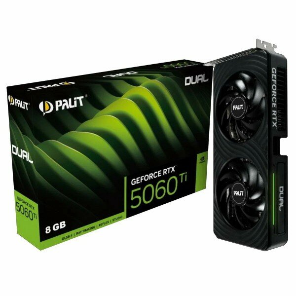 Видеокарта Palit PA-RTX 5060Ti DUAL OC 8Gb RTX 5060TI 8Gb 128bit GDDR7 2407/28000 HDMIx1 DPx3 HDCP Ret